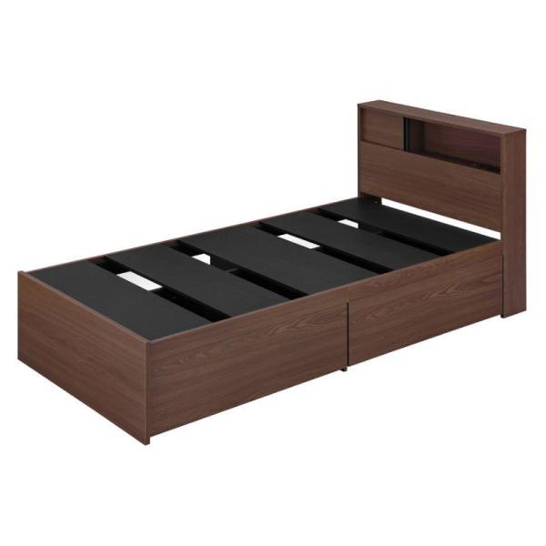 ヘッドボードはスライド扉を採用し、インテリアを損なわないようにすっきり収納することができます。床板はすのこ構造で通気性抜群です。●商品サイズ（約）：床板までの高さ：388mm、ヘッドボードの高さ：895mm●ベッド部サイズ（約）：972×1...