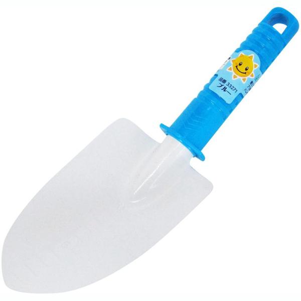 軽くて扱いやすいハンドスコップ。苗や球根の植え替えに。鉢やプランターへの土入れに。スコップ部に1cm毎の目盛り(目安)付き。植え込み深さの確認などに。色(握り部)：青握りやすいリブ形状の樹脂柄。プラスチック柄付きなので、スチール製と違い軽量...
