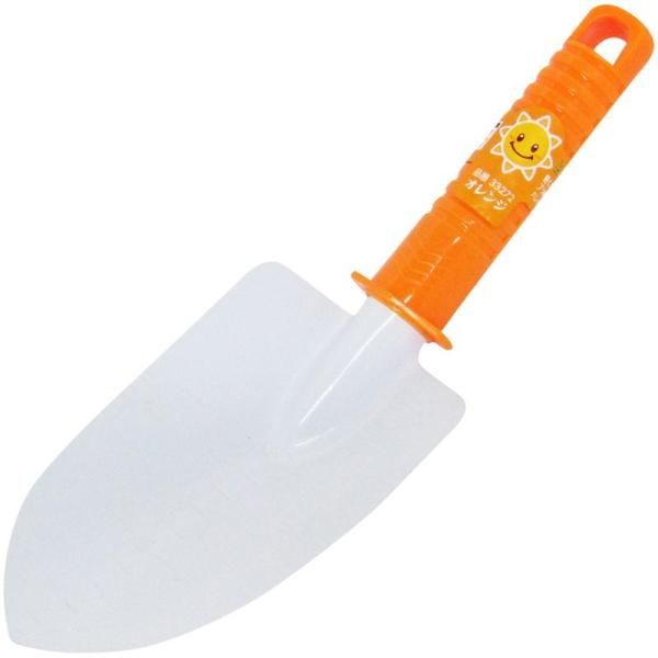 軽くて扱いやすいハンドスコップ。苗や球根の植え替えに。鉢やプランターへの土入れに。スコップ部に1cm毎の目盛り(目安)付き。植え込み深さの確認などに。色(握り部)：オレンジ握りやすいリブ形状の樹脂柄。プラスチック柄付きなので、スチール製と違...