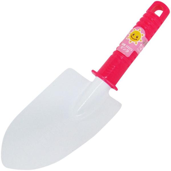 軽くて扱いやすいハンドスコップ。苗や球根の植え替えに。鉢やプランターへの土入れに。スコップ部に1cm毎の目盛り(目安)付き。植え込み深さの確認などに。色(握り部)：ピンク握りやすいリブ形状の樹脂柄。プラスチック柄付きなので、スチール製と違い...