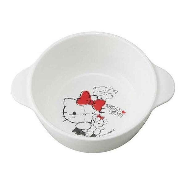 ハローキティ、スケッチデザインシリーズのスープ皿です。持ち手付きです。キティが手描きタッチになったデザインがシンプルでかわいいシリーズです。安心・安全の日本製。食洗機対応です。同シリーズのコップ・茶碗・スープ皿・小皿・ランチ皿でスタッキング...