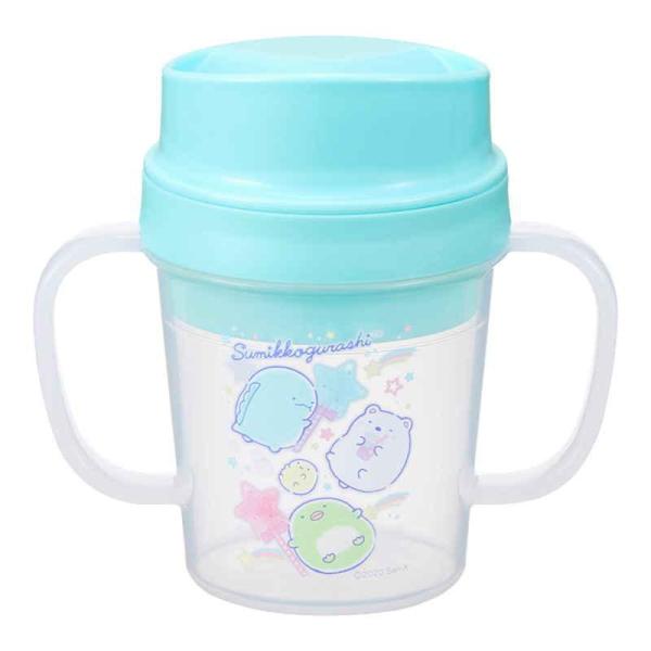 コップが倒れても飲み物がこぼれにくいトレーニングコップです。90度以上傾けると飲むことができるので、自然とあごをあげるくせがつきます。コップ飲みトレーニングを始められる8ヶ月ごろからお使いいただけます。安心の日本製です。【仕様】商品サイズ：...