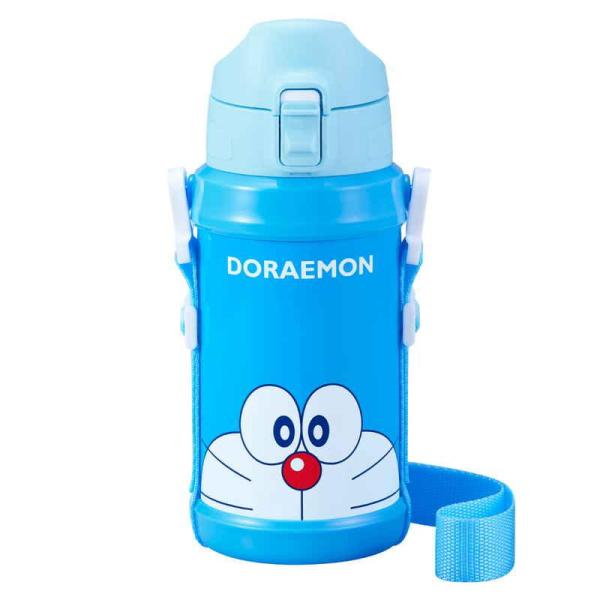 ドラえもんの真空二重構造ステンレスボトルです。開閉しやすいワンタッチオープンで素早く水分補給できます。ロック機能付きで持ち運びにも安心です。広口なので大きな氷も入れやすく、水筒の中も洗いやすいです。持ち運びに便利なショルダーベルト付きです。...