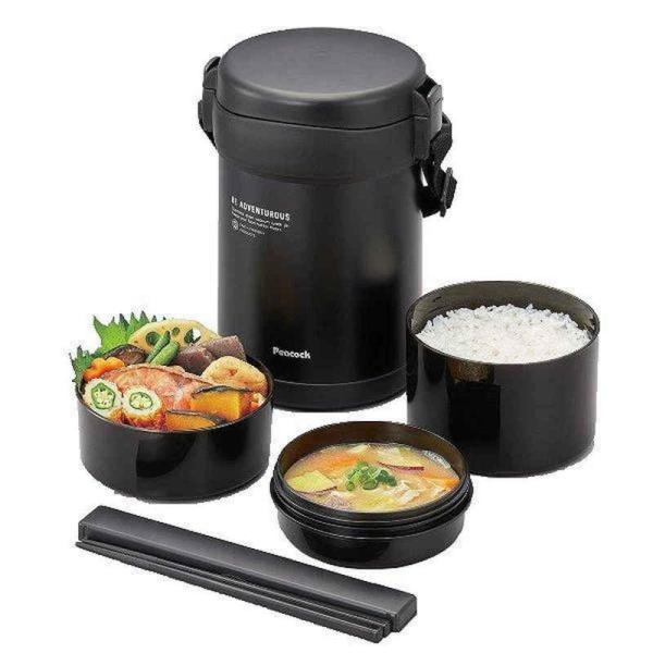 ご飯・おかず・スープ容器・箸・箸ケースがすっきりひとつに収納できる保温ランチボックスです。総容量1310mlと大容量でがっつり食べたい方にオススメです。マットな質感のデザイン性のある保温弁当箱です。【仕様】商品サイズ：約幅15.2×奥行13...