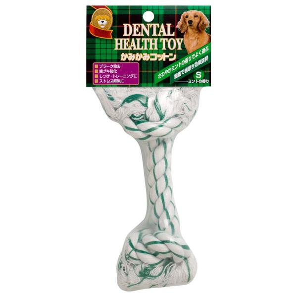 ダンベル型のデンタルコットンオモチャ。噛んで遊ぶことにより繊維が歯と歯の間に入り込み歯磨き効果で歯をきれいにします。トリーツではないので、「取って来い！」の練習にも使え楽しく遊ぶ感覚で歯の掃除ができます。さわやかミントの香り【材質・素材】コ...
