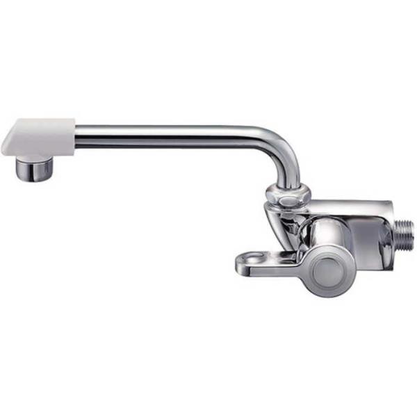 三栄水栓 JA202DC-13高耐久セラミックバルブ上向きパイプで流しを広々使えます。JIS品吐水口は触れても熱くない断熱キャップ付90°開閉式の高耐久のセラミックバルブ採用。熱くならない断熱キャップ。取付ネジ：PJ1/2＜製品寸法＞幅　：...