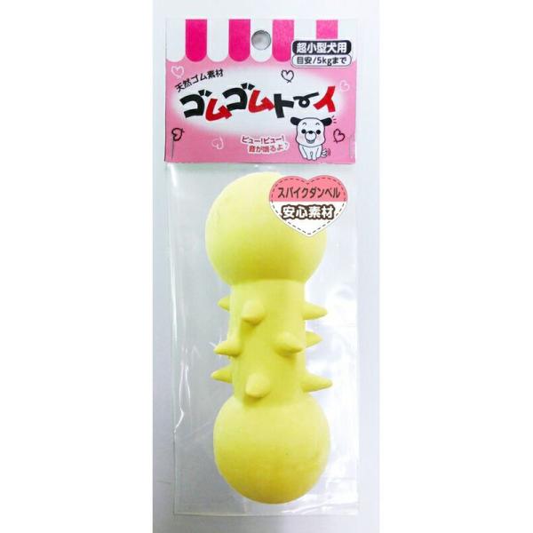 商品名:ゴムゴムトーイ/スパイクダンベル商品コード:4975023639239規格:GOM-SP05原材料:天然ゴム、ポリプロピレン(笛)原産国:中華人民共和国犬玩具・アジリティグッズ