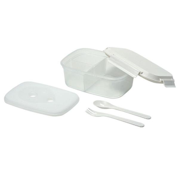 ●お弁当箱としても保存容器としても、どちらでもOK●冷蔵庫にそのまま保存出来ます●製品サイズ（約）／225×165×90mm●製品重量（約）／489g●容量／1.2L●材質／本体・ふた・仕切り・スプーンフォーク：ポリプロピレン（耐熱温度10...
