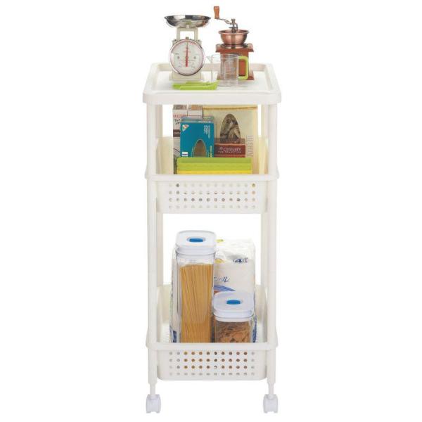 ●キャスター付で移動もラクラク●プラスチック製なので軽くて扱いやすい●工具不要！カンタン組立式●製品サイズ（約）／325×480×800mm●製品重量（約）／1406g●材質／ポリプロピレン●その他／耐荷重（約）上段2kg 中段2kg 下段...