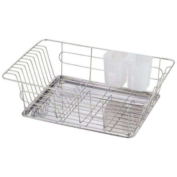水受用のトレー付皿を立てて置けるので水切れ抜群スプーンや箸を入れられる水切りポケット付製品サイズ（約）：420×285×120mm製品重量（約）：862g材質：本体・トレー：ステンレス鋼 水切りポケット：ポリプロピレンその他：ポリプロピレン...