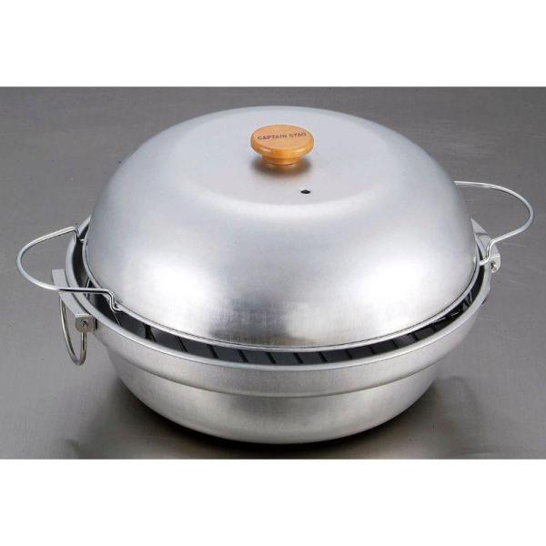 ●アウトドアや家庭のお庭で手軽に燻製●製品サイズ（約）／390×310×195mm●製品重量（約）／1600g●材質／本体・フタ：鉄（錫めっき）、アミ・ハンドル：鉄（クロムメッキ）、つまみ：天然木●仕様／本体（１）、フタ（１）、アミ（１）●...