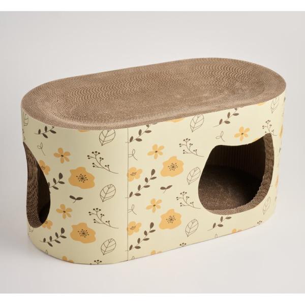 高密度段ボールで出来た猫ちゃんのツメトギ。入口は2カ所あるので、かくれたり、上部に乗ったり色々遊べます。サイズは大きめなので多頭飼いのお家にもおすすめ。北欧をイメージしたオシャレな外見がお部屋に馴染みます。【材質・素材】紙、段ボール【原産国...