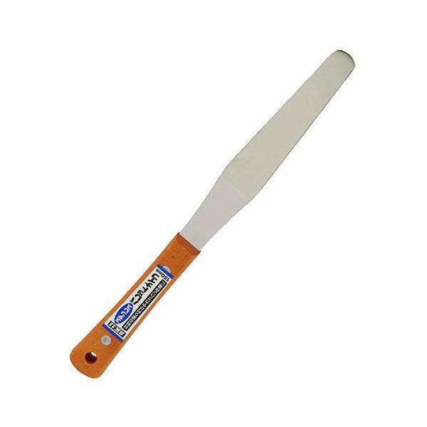 サビに強いステンレス製パレットナイフです。【用途】コーキング剤を塗布した後に、均し整える道具。【特徴】長さは150mmになります。【製品仕様】●全長：150mm。【材質】●ヘラ部：ステンレス。●柄部：天然木。