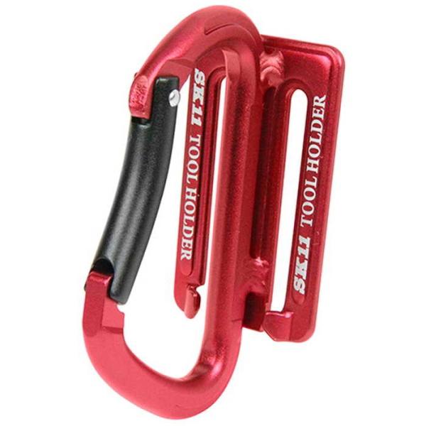 ＳＫ１１ ＳＡＴＨ−ＳＣ−ＲＤ−Ｌ【用途】工具の吊り下げ。【機能・特徴】凸の爪でベルトから抜け落ちをロックします。ベルトの途中から簡単着脱できます。【仕様】●カラー：レッド。●105×10mmカラビナ。●吊り下げ工具3kgまで。【材質】●アルミ。