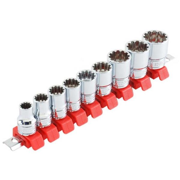 SK11 SHS309SP【用途】差込角9.5mmのマルチに対応するソケット9個組セット。【機能・特徴】1サイズのソケットでミリ・インチ・トルクスなどの色々なネジに対応できます。新型ソケットホルダーを採用しました。ワンタッチ操作で、簡単にソ...