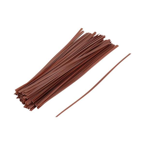 垣根・支柱の固定等に便利です。【用途】植物の誘引、支柱の固定作業等。【特徴】添え木・垣根・支柱の固定等に最適です。ねじって止めるだけでしっかり結束、ほどくのも簡単で繰り返し使えます。【製品仕様】●幅：4mm。●長さ：15cm。●入数：100...