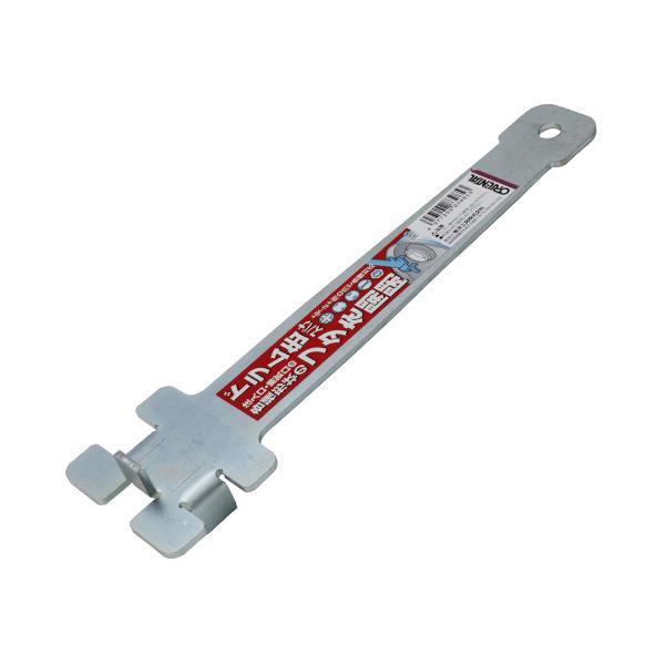 オリエンタルドラム缶の注入口・排気口の各種蓋の開閉に最適なスパナです。《用途》ドラム缶などの栓の開閉作業。《機能》上下2ヶ所の杖で各種形状に対応します。《製品仕様》●全長：260mm●材質：スチール製(三価クロメートメッキ)