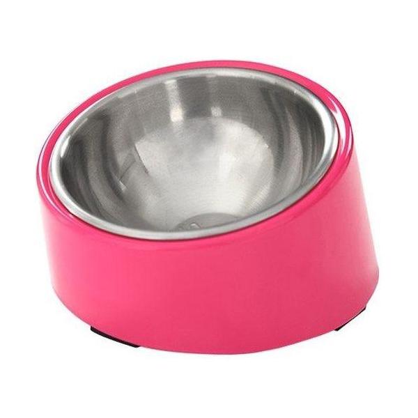 斜度のある本体と半球状のボウルで食器の底にフードが集まるので食べやすい。【原産国】中華人民共和国【原材料】メラミン樹脂、ステンレス、合成ゴム