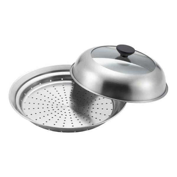24〜26cmのフライパンに対応するフライパン用蒸し器です。ガラス蓋なので、蓋を開けずに中を確認できます。深型のドームタイプの蓋でたっぷり調理できます。耐久性に優れ、お手入れが簡単な18-8ステンレス製です。茶碗蒸し、温野菜、シュウマイなど...