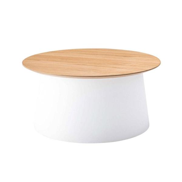 天板と脚部の異素材の組み合わせが特徴的なラウンドテーブル。センターテーブルやサイドテーブルとしての用途だけでなく、サイズ違いで組みあわせることで使い方の幅が広がります。天然木化粧繊維板(オーク) ウレタン塗装 ポリプロピレン【サイズ】 φ6...