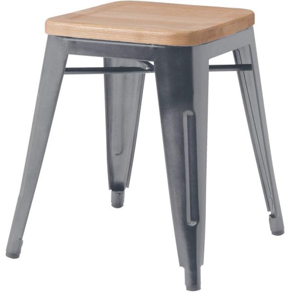 【仕様】〇サイズ：W39×D39×H44.5cm〇材質：天然木(アッシュ)、ラッカー塗装、スチール(粉体塗装)〇組立：完成品〇静的耐荷重：80kg〇原産地：中国〇カラー：シルバー