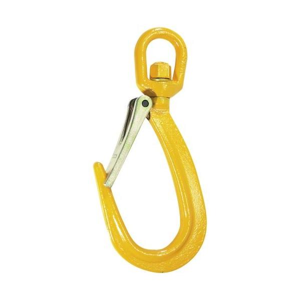 ＨＨＨアイフックに比べ広口で懐が深い構造なので　敷鉄板の玉掛け用フックとして便利です。鍛造製で丈夫なラッチ付です。使用荷重１５トンベルトスリング等の多本掛け用フックとしても最適です。その他あらゆる玉掛け作業に活躍します。スイベル機能によって...