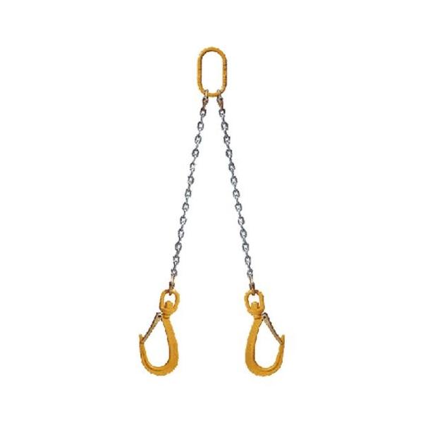 ＨＨＨスイベル機能付ファンドリーフック　ＹＦ１．５に、リング・チェーンがセットになった１本吊りチェーンフックです。チェーンはメッキ付強力チェーンです。(チェーンフックにはシリアルＮＯ．と、使用荷重を明記した専用タグが付いています)仕様:使用...