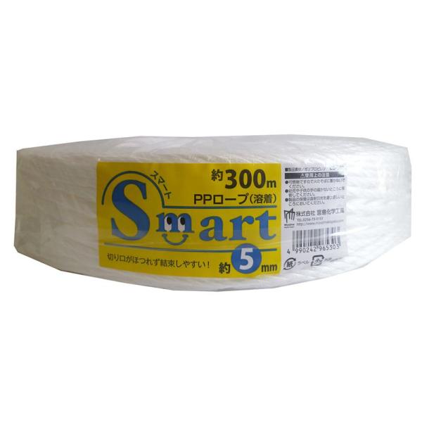 強度が抜群、擦り切れにも強く丈夫 縛りやすく、手が痛くならない 3本の紐をロープ状に撚り合わせ溶着加工してあり、バラけず使いやすいです。荷造り等に最適です。【サイズ】幅(mm):5 長さ(m):300【材質】ポリプロピレン