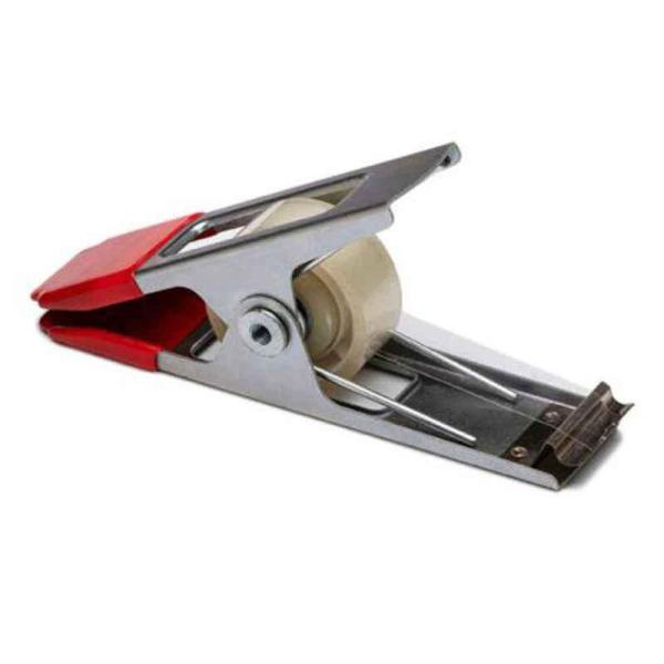 デスクや棚などに取り付けられるクリップ型のテープホルダーです。片手でテープを切れるのでラッピングや資料整理などに便利です。お洒落なデザインでインテリアとしても抜群の存在感です。赤いゴムにより挟んだ物を傷つけにくいです。【仕様】商品サイズ：約...