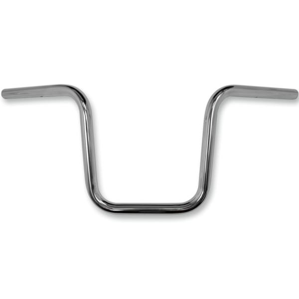 【適合】電子制御スロットル車用※ケーブルスロットル車へ装着の際は別売のハンドルバープラグ（0634-0331）で右側の切り欠きを塞いでください。【商品説明】ハーレー用 1インチ径のエイプハンドルバーです。幅は狭め。ライズはストレートに立ち上...