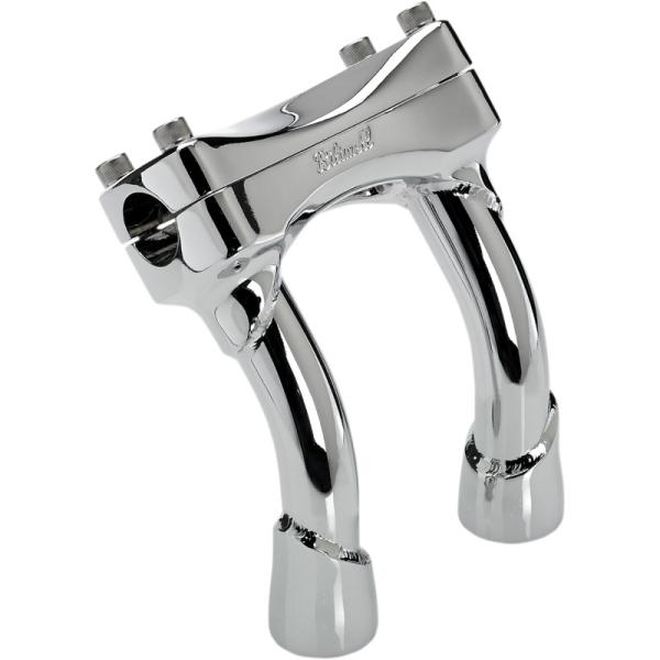 【適合】1インチハンドルバー用【商品説明】トップクランプと一体型のプルバックタイプライザー。取付けボルト穴は 1/2-13のライザーボルト用です。ノーマルのライザーボルトをそのまま使えます。ハンドルバークランプボルトは多くのハーレーのスピー...