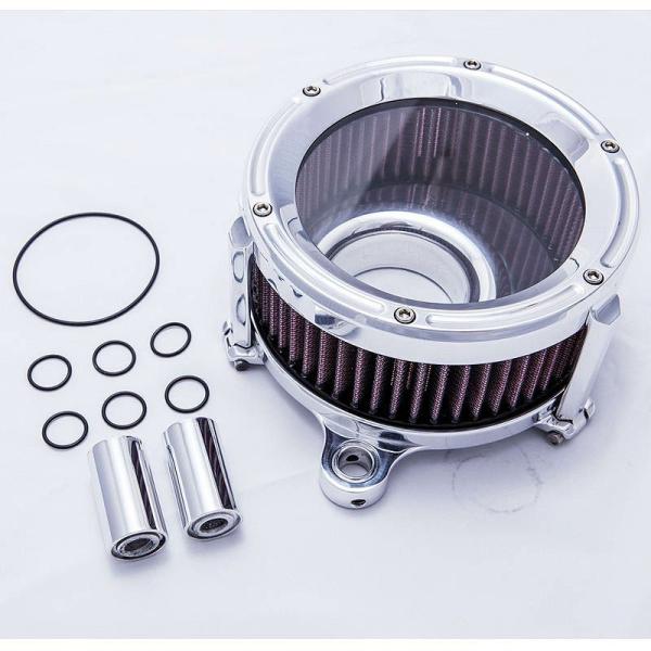 【適合】電子制御スロットル車2012〜2017 ソフテイル2016〜2017 ダイナ2008〜2016 ツーリング【商品説明】透明なプレキシガラスとアルミ製カバーが目立つ、ハイフローエアクリーナー。見た目と性能を兼ね備えたデザイン。ブリーザ...