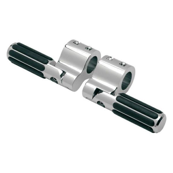 【適合】1.25インチ径エンジンガード用【商品説明】1.25インチ径クランプ仕様のハイウェーペグです。素材はビレットアルミニウム製。縦方向にブラックラバーのリブが付いています。ラバーは滑り止めにもなっています。ペグは折りたたみ式ですので、使...