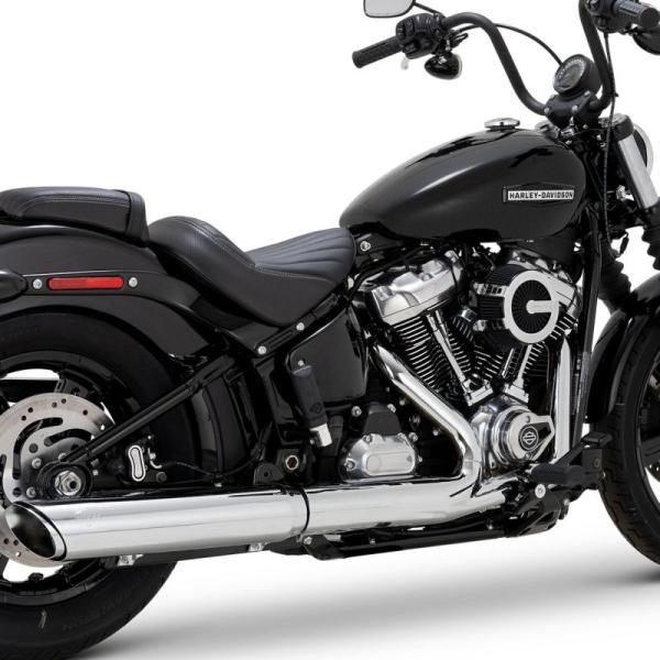 【適合】2025以降 FXLRST、FXLRS、FXBB、FLHC【商品説明】2025以降 ローライダーS/ST、ストリートボブ、ヘリテイジクラシック用 スリップオンマフラーです。＜特長＞●ヒートシールドの下からマフラーエンドが覗く、ツイン...