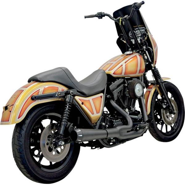 【適合】1984〜2000 FXR【商品説明】エキゾースト径はエンジンからマフラーに向かって1-3/4〜1-7/8インチと徐々に太くなり、排気効率を高めています。マフラー部分は最大4インチ径のメガホンマフラーです。※着脱可能なバッフルが組み...