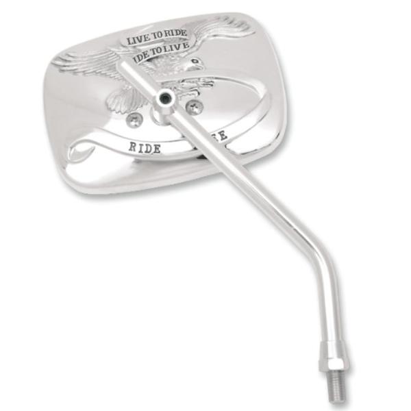 【適合】別売のハーレーインチサイズ用変換アダプター（99901）を使用すれば、5/16-24スレッドのハーレーに装着可【商品説明】LIVE TO RIDE RIDE TO LIVE の文字とアメリカンイーグルが浮き彫りされた、ゴージャスなミ...