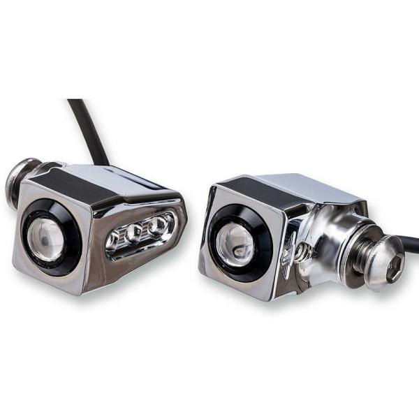 【商品説明】個性的なデザインのLEDウインカー。標準装備のウインカーよりも、かなり小ぶりなので見た目がスッキリします。ドーム形状のレンズが光を拡散させます。シングルLED。取り付けボルト径5/16インチ（約8mm）左右2個セット。※車両によ...