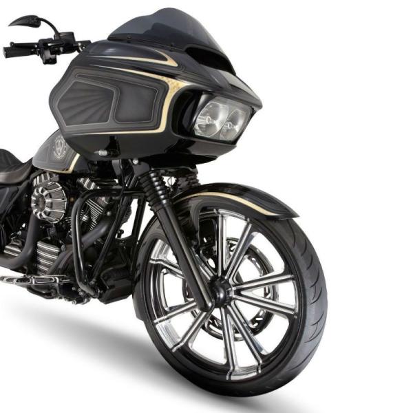 【適合】2024 FLHTK、FLTRK、FLHRXS2014〜2023 ツーリング ※フロントダブルディスク用 【商品説明】頑丈な鍛造ビレットアルミニウム製のロワーフォークレッグです。CNCマシンカットにより精緻に仕上げられています。先端...