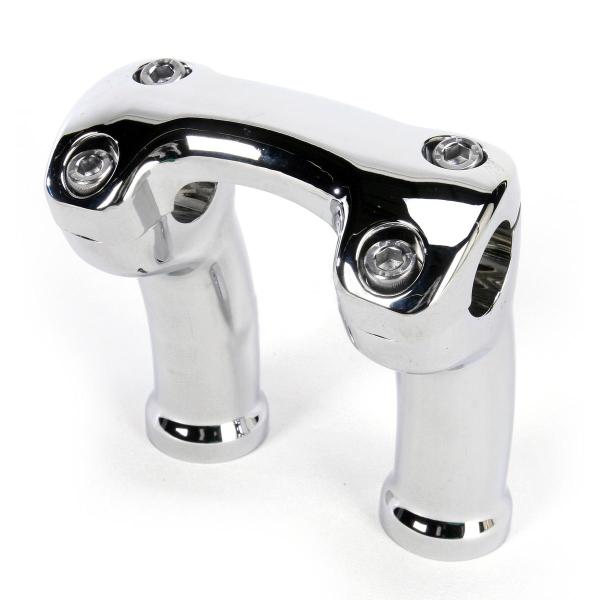 【適合】1インチ径ハンドルバー用【商品説明】トップクランプ付プルバックライザーです。1インチ径ハンドルバー用です。ライズは4.5インチ（約11cm）※ライザーボトム〜ハンドル中心プルバックは1.25インチ（約3cm）素材はアルミニウム。クラ...