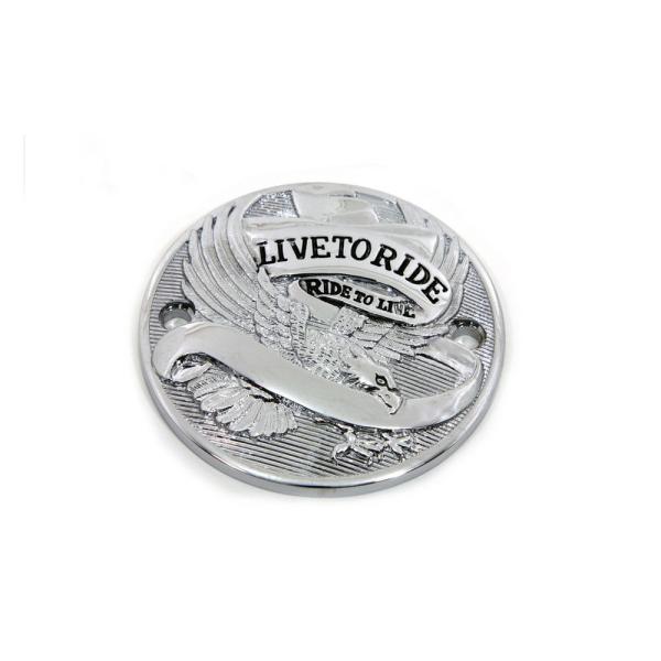 【適合】1984〜1998 ダイナ、ソフテイル、ツーリング【商品説明】定番のLive to Ride、イーグルをデザインしたポイントカバー（タイマーカバー）。●2穴タイプ※適合車種、年式にご注意ください。※ガスケットとネジは付属致しません【...