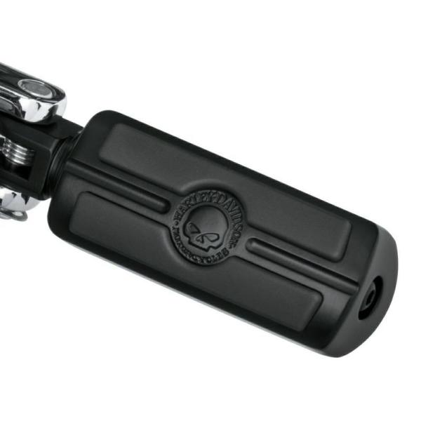 【適合】2018以降 FLSB、FXBB/S、FXBR/S、FXLR【商品説明】M8ソフテイル用のライダーフットペグです。ブラックアウトされたカラーに、中央のドクロとハーレーダビッドソンのロゴがワンポイントです。オモテ面にラバーが付いていま...