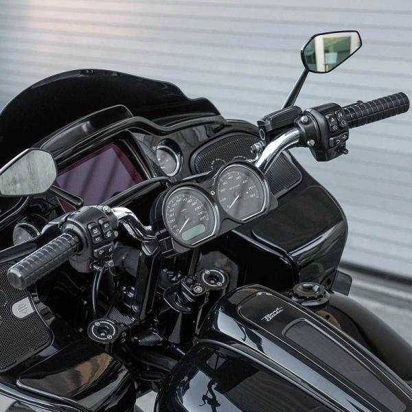 【適合】1インチハンドルバー装着車スポーツスター、ダイナ、ソフテイル、ツーリング、Vロッド等※ケーブルスロットル、電子制御スロットル 共に対応【商品説明】1インチ径MXスタイルのステンレス製ハンドルバー。●快適なライディングポジションながら...