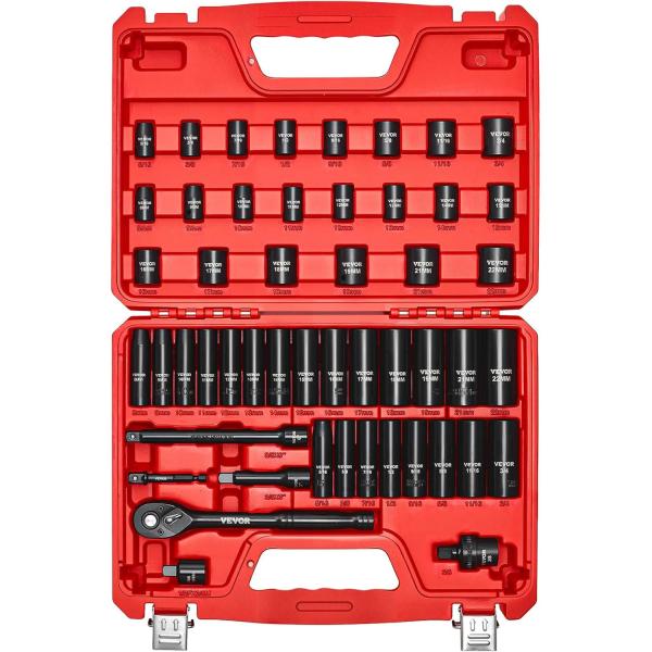 【商品説明】インチサイズ・インパクトソケット44個セットです。＜特長＞●SAE規格（インチサイズ）およびメトリック規格（ミリ）のインパクトソケット、ラチェットハンドル、エクステンション他のセットです●ソケットのコーナーは丸味をつけてあり、通...
