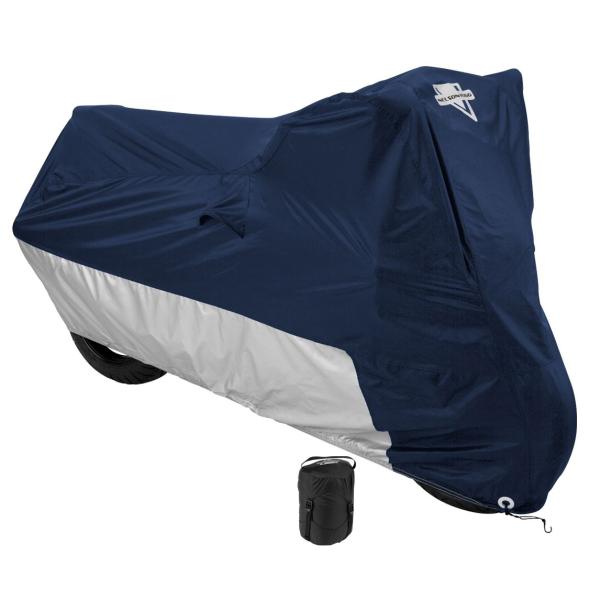 【適合】ダイナ、FXソフテイル、Vロッド【商品説明】ミディアムウエイトポリエステル素材の屋外・屋内兼用バイクカバーです。耐水・耐UV仕様シルバーカラーの部分はエキパイやマフラーの熱で溶けにくい耐熱性です。※エンジン停止後エンジンやエキパイを...