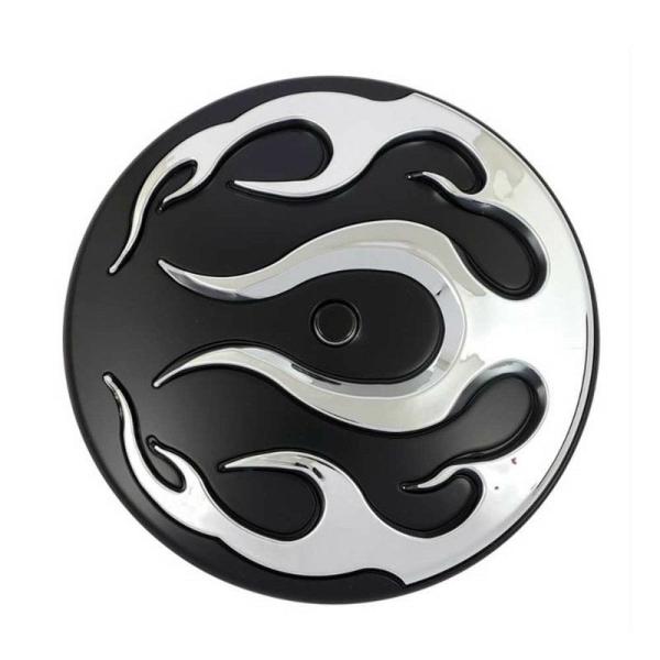 【適合】1999〜2015ツインカムモデル ※2008〜2015 ダイナ、2014〜2015 ツーリングは不可 【商品説明】ノーマルのエアクリーナー（長円径）の中心部カバーを交換してデザインを変えます。フレイムパターンが特徴的なエアクリーナ...