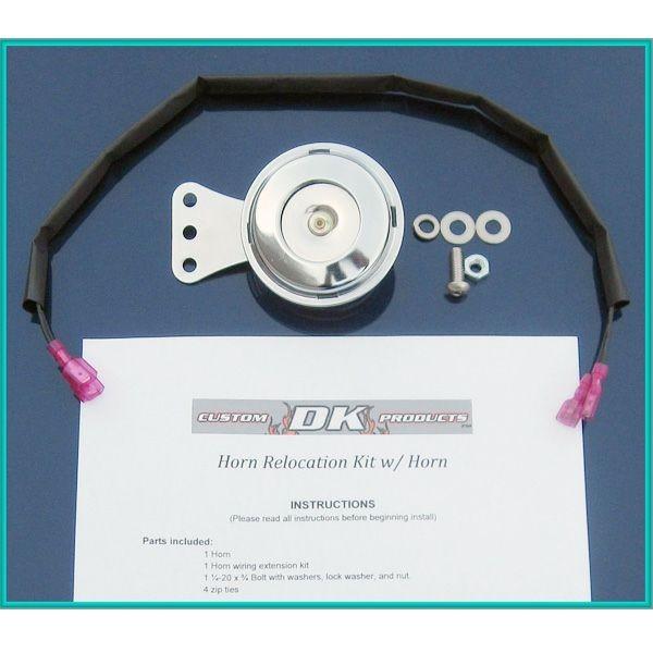 【適合】カウベルホーン装着車【商品説明】車体左側のホーンをフレームのダウンチューブに移設するためのキットです。ポリッシュ・ホーン付き（音量105dB）です。※スポーツスターは別途ホーンリロケーションブラケット（DK-HRN-BRT-SPT）...