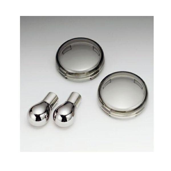 【適合】2000〜2024 純正ブレット型ターンシグナル装着車※純正LEDウインカー、テール一体型、VRSCのリアウインカーは不可【商品説明】ブレットスタイルの純正ウインカーに装着可能な純正タイプのスモークウインカーレンズです。ウインカーが...