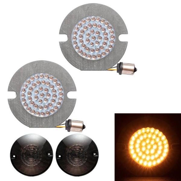 【適合】フラットスタイルウィンカー用【商品説明】ウィンカーのバルブと交換するタイプの、LEDバルブキットです。フラットタイプウィンカー用です。明るいLEDバルブが48個ついています。シングルコンタクトシグナル用（ターンシグナルオンリー）です...