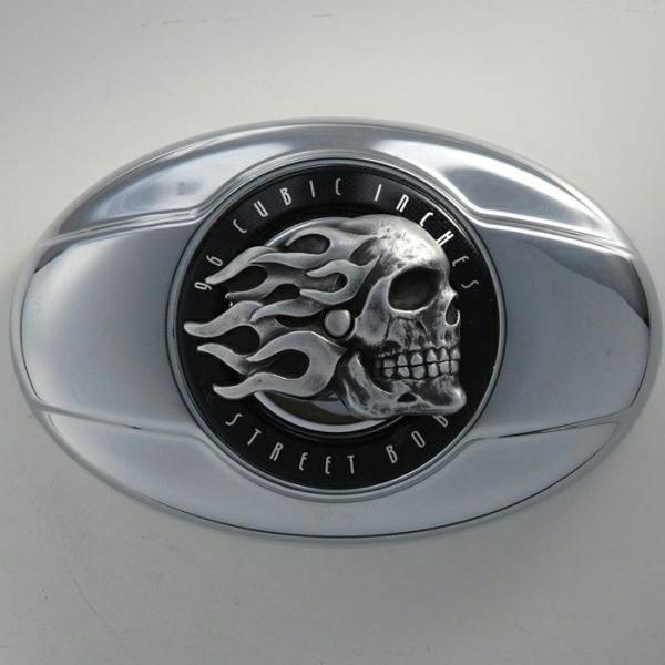 【適合】1999〜2015 TWIN-CAMモデル  ※標準装備のエアクリーナーカバー装着車 1999〜2007 ダイナ1999〜2015 ソフテイル1999〜2013 ツーリング【商品説明】フレイムスカルデザインのエアクリーナーカバーイン...