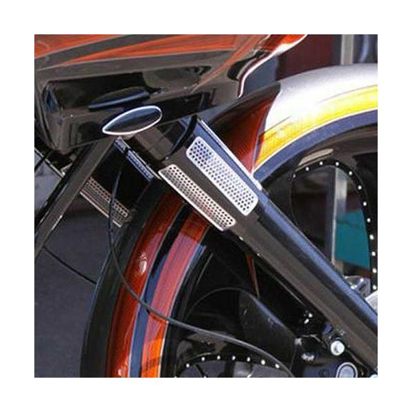 【適合】2014以降 ツーリング、トライク※倒立フォークモデルは不可【商品説明】Speed Freak シリーズ　フォークスライダー・カバーです。デザインはホットロッドのグリルをイメージしたSpeed Freakです。フォークスライダーカバ...